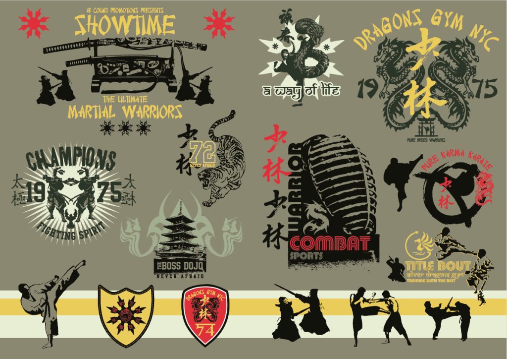 Karate Dragon Martial Arts Graphics – T Shirt Stock Art